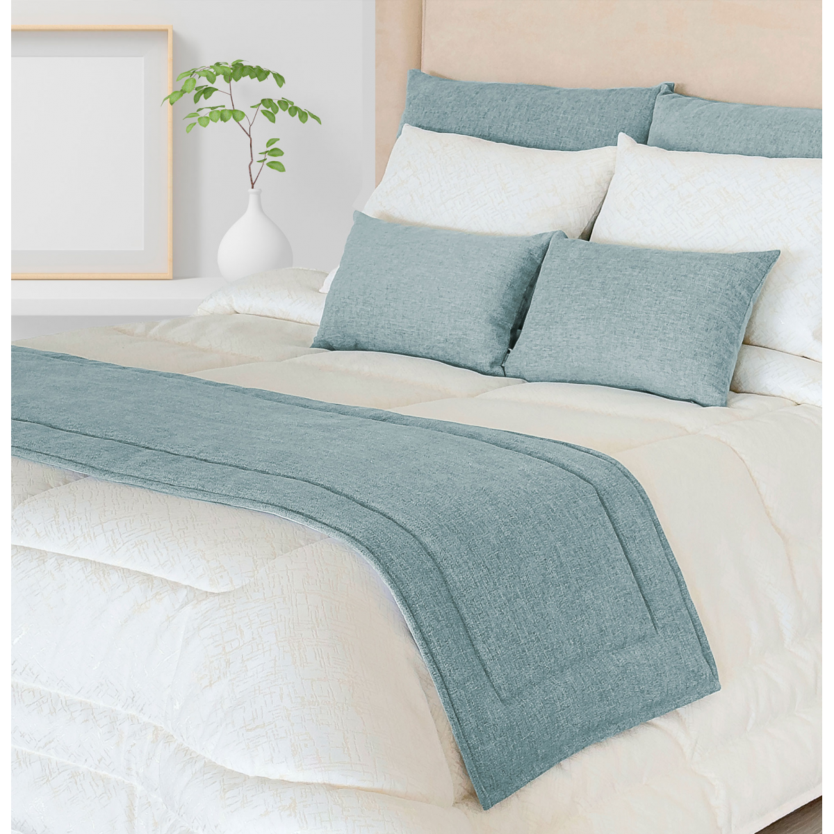 Tapa Pés Liso Acolchoado Azul Aqua - Superdecor