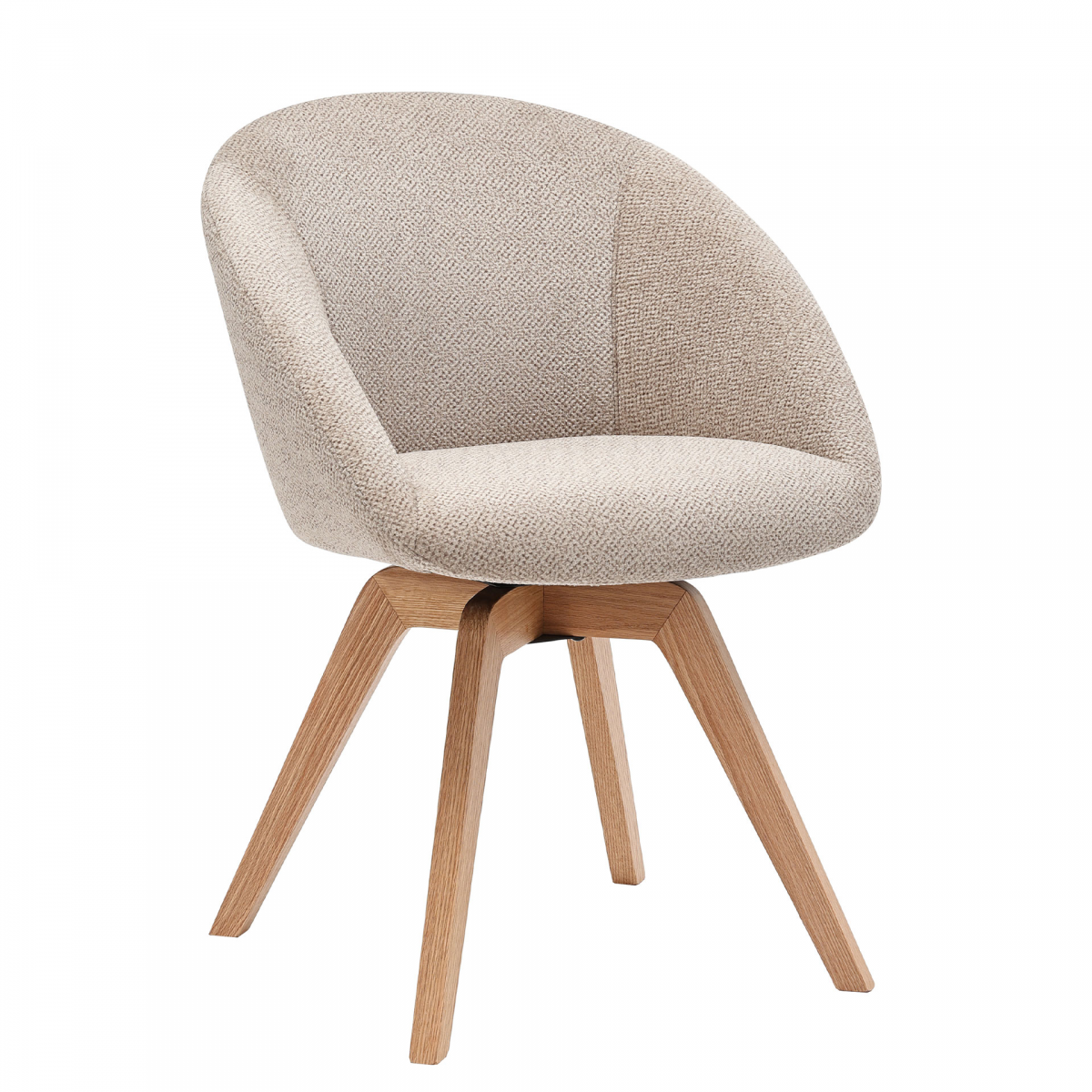 Allos chair beige fabric swivel and nordic style legs in solid beech ...